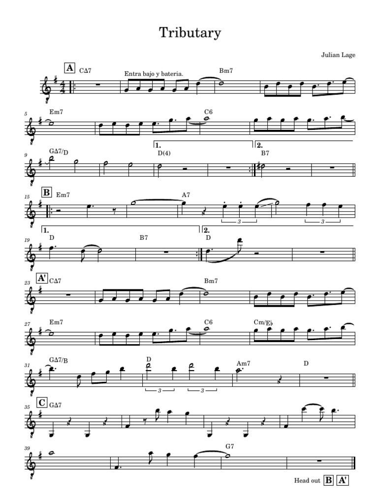 Julian Lage: Tributary Sheet Music | PDF