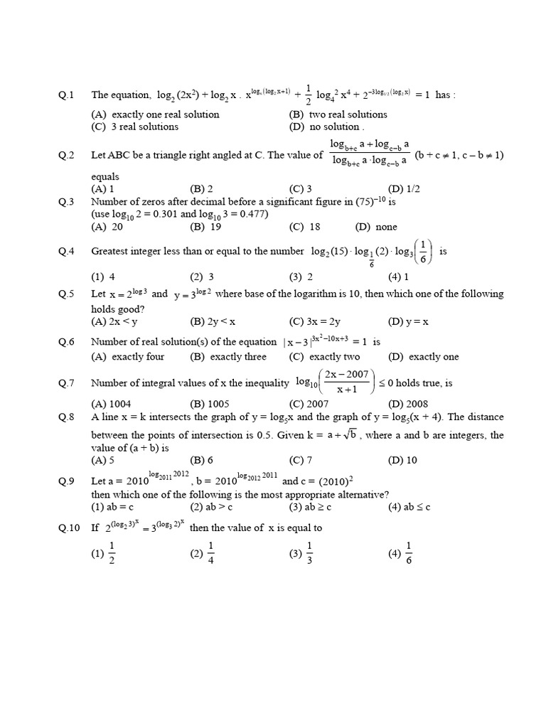 Logarithm Pdf Logarithm Numbers