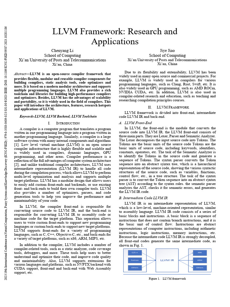 LLVM Framework Research and Applications | PDF | Compiler | Parsing