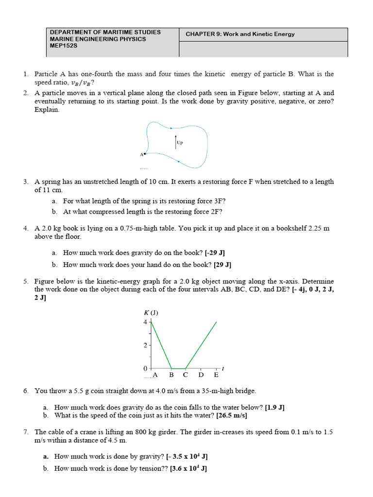 Chapter 9_Work and Kinetic Energy | PDF | Force | Mass