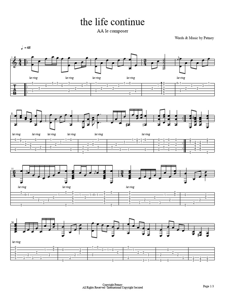 AA Le Composer - The Life Continue | PDF