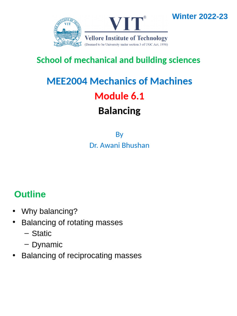 Module 6 Balancing | PDF | Force | Mechanical Engineering