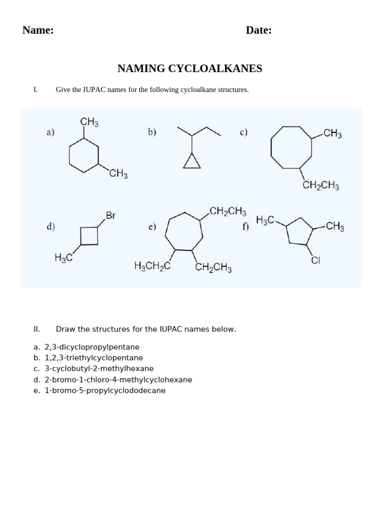 IUPAC Naming of Cycloalkanes | PDF