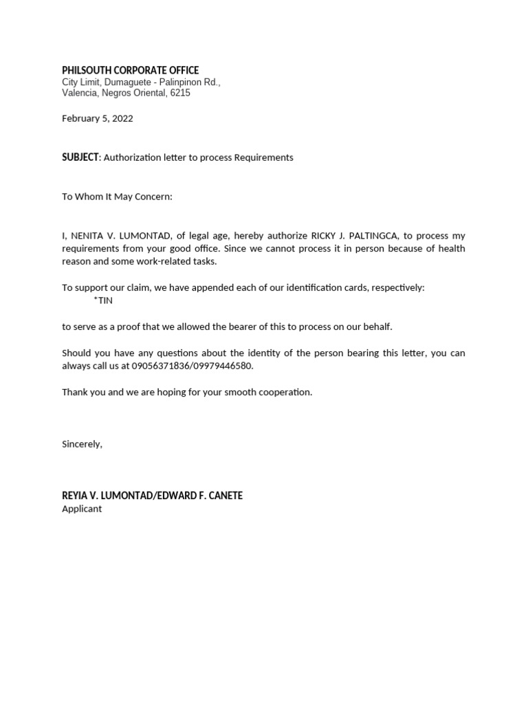 Authorization Letter Mudra | PDF | Business | Law