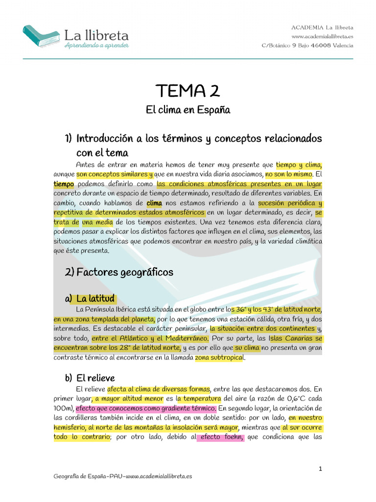 TEMA 2. EL CLIMA EN ESPAÑA. apuntes clase 10 10 | PDF | Clima | Vapor ...