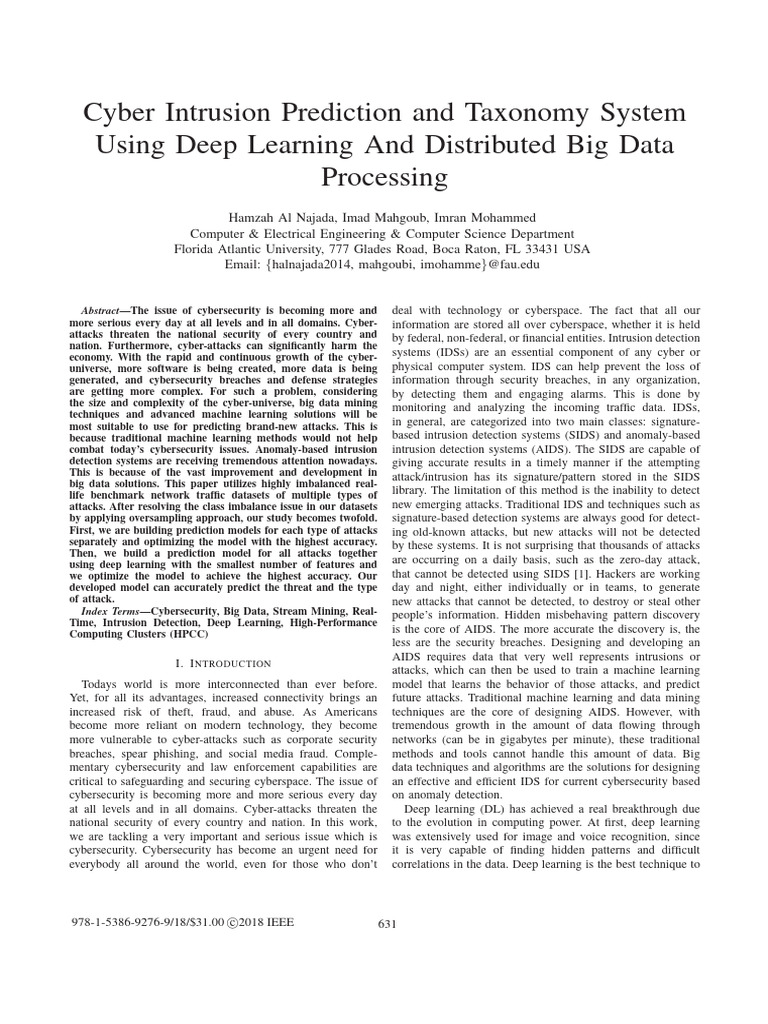 Cyber Intrusion Prediction and Taxonomy System Using Deep Learning and ... Cyber Intrusion Prediction and Taxonomy System Using Deep Learning and ...