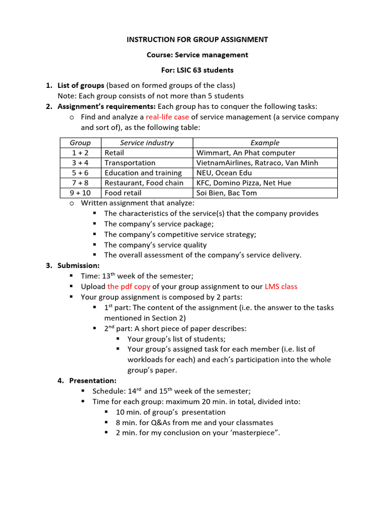 Service Management Assignment Guide | PDF | Career & Growth