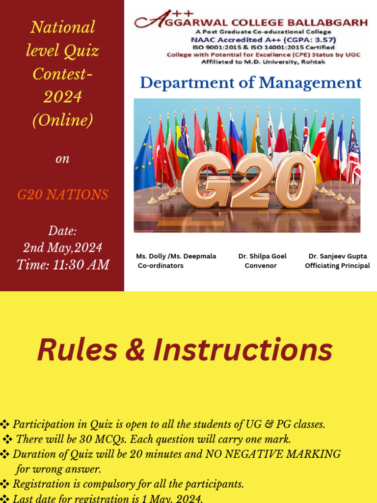 nATIONAL LEVEL QUIZ CONTEST-2024 (Online) | PDF | Social Science