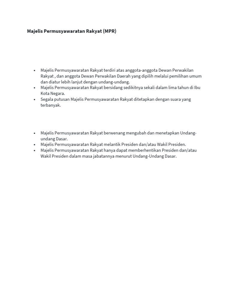 Struktur dan Fungsi MPR Indonesia | PDF