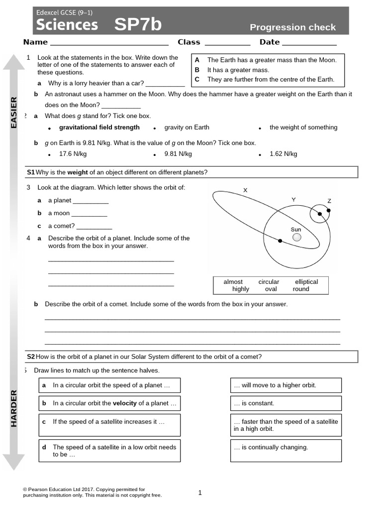 SP7b3 Worksheet | PDF | Orbit | Planets