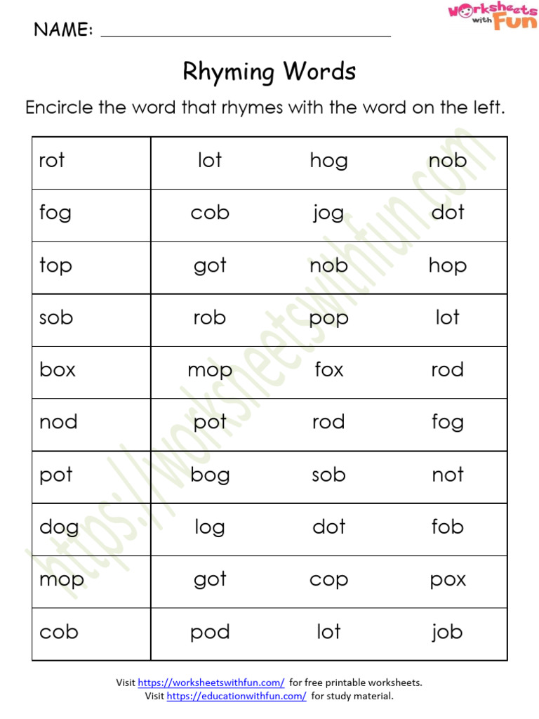 CVC Rhyming Words Worksheet 11 | PDF