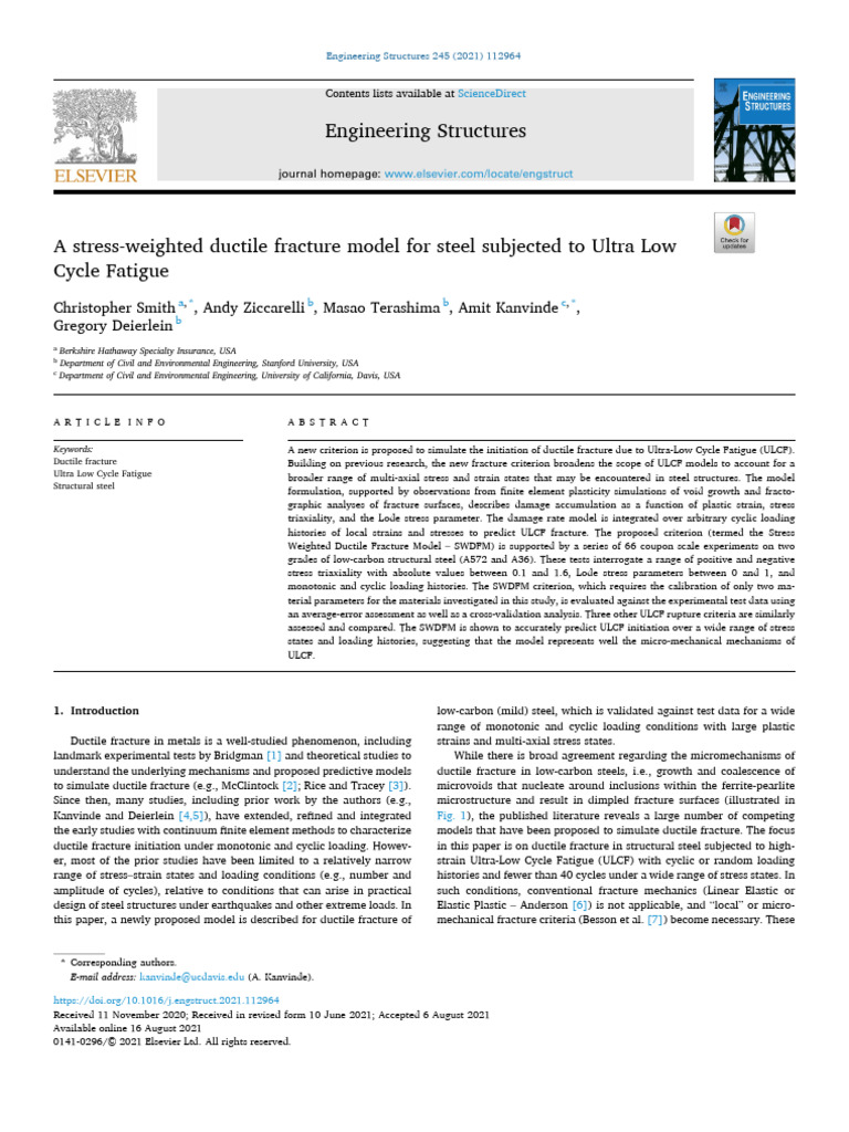 Journal Smith 1 s2.0 S0141029621011081 Main | PDF | Fracture | Fatigue ...