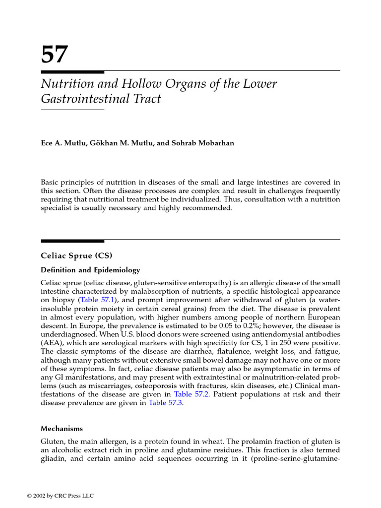 Nutrition and Hollow Organs of The Lower Gastrointestinal Tract | PDF ...