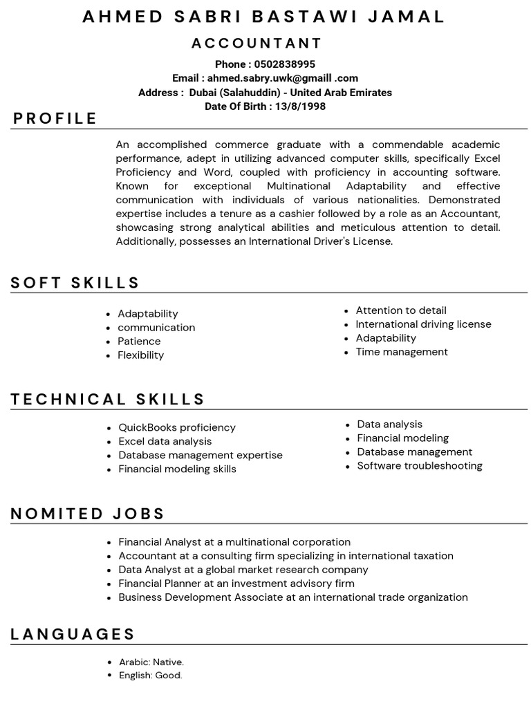 Finance & Accounting Career Profile | PDF | Customer | Accounting