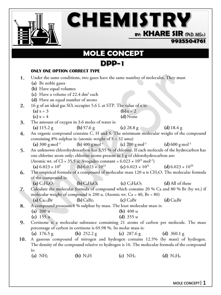 Mole Concept DPP-1 | PDF | Wellness