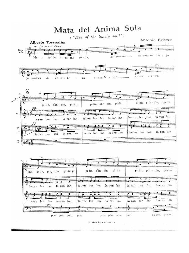 Mata Del Ánima Sola - Antonio Estévez | PDF