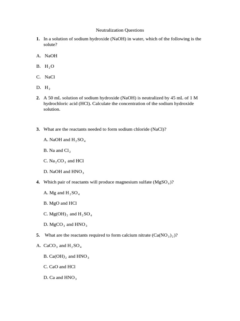 Neutralization Questions | PDF