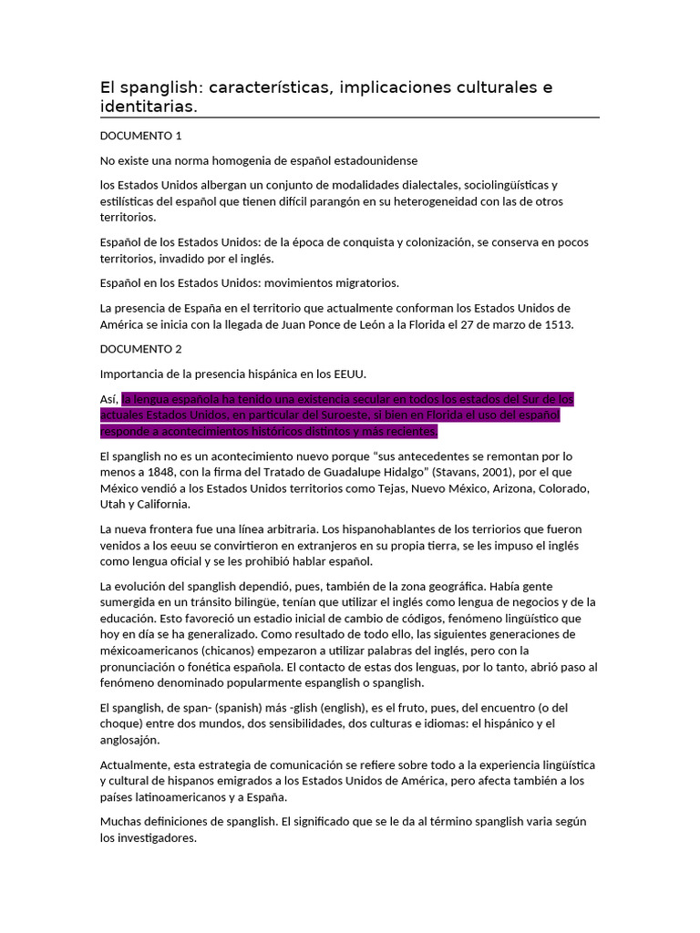 El Spanglish | PDF | Lengua española | Multilingüismo