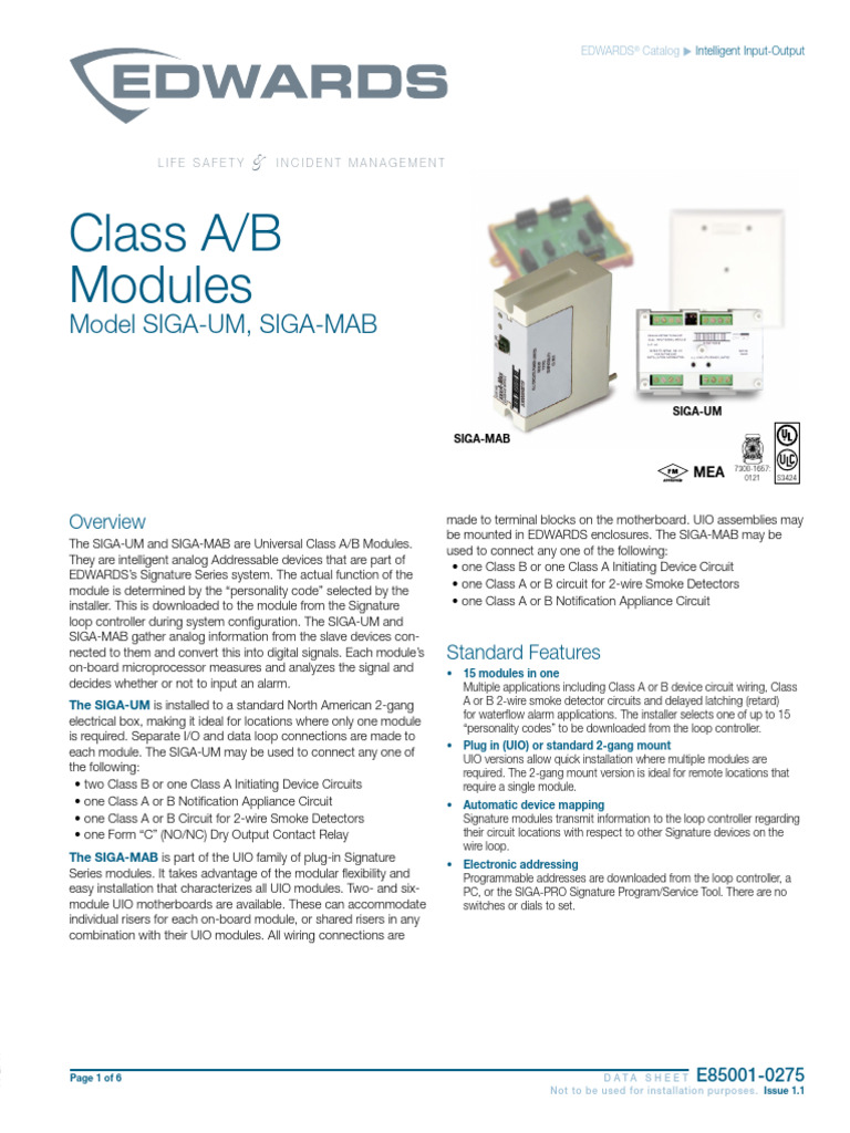 E85001-0275 - Class A, B Signal Modules | PDF | Relay | Switch