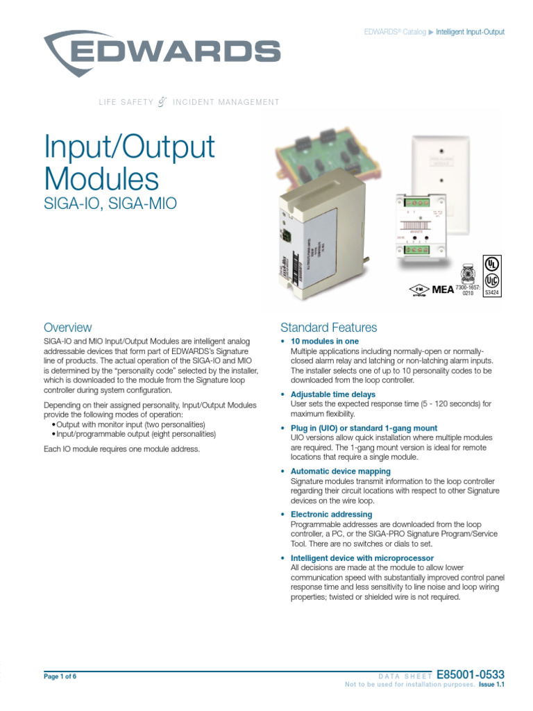 E85001-0533 - Input-Output Modules | PDF | Relay | Switch