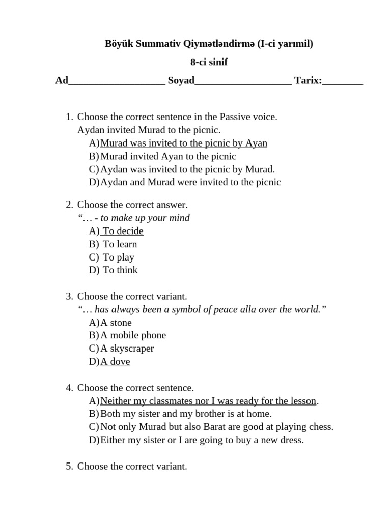 BSQ Grade 8 (I Half Year) | PDF