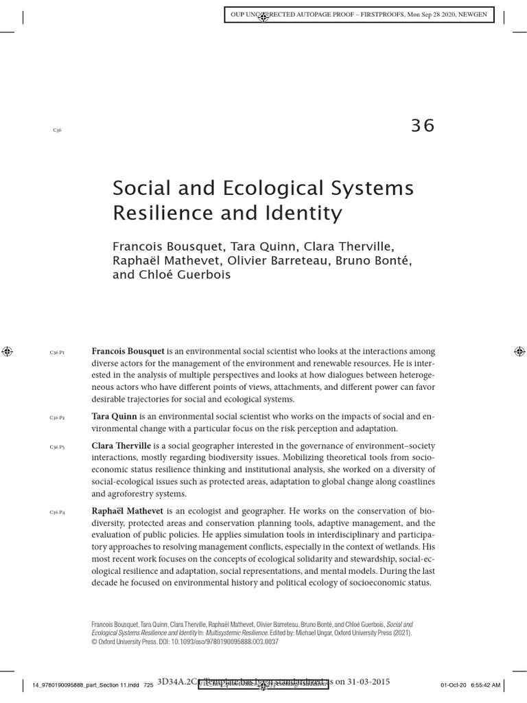 Social and Ecological Systems Resilience and Indentity | PDF | Ecological Resilience | Identity ...