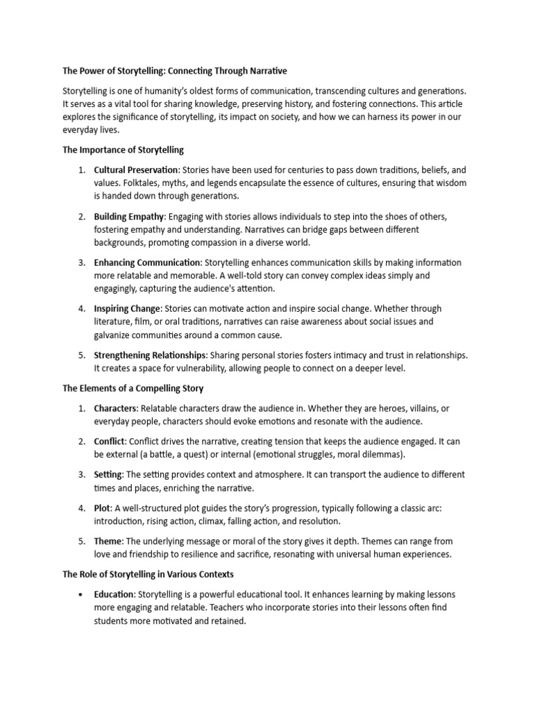 The Power of Storytelling | PDF | Storytelling | Narrative