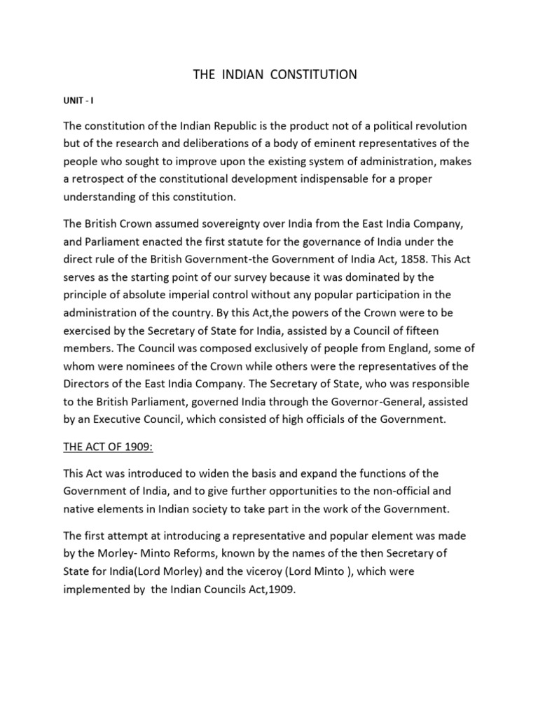 Unit I | PDF | Constitution | Government
