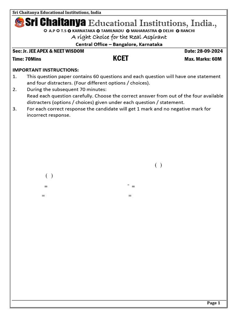 KCET 2024 Question Paper Overview | PDF | Stress (Mechanics ...