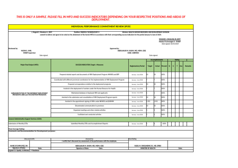 Ipcr Sample Template | PDF