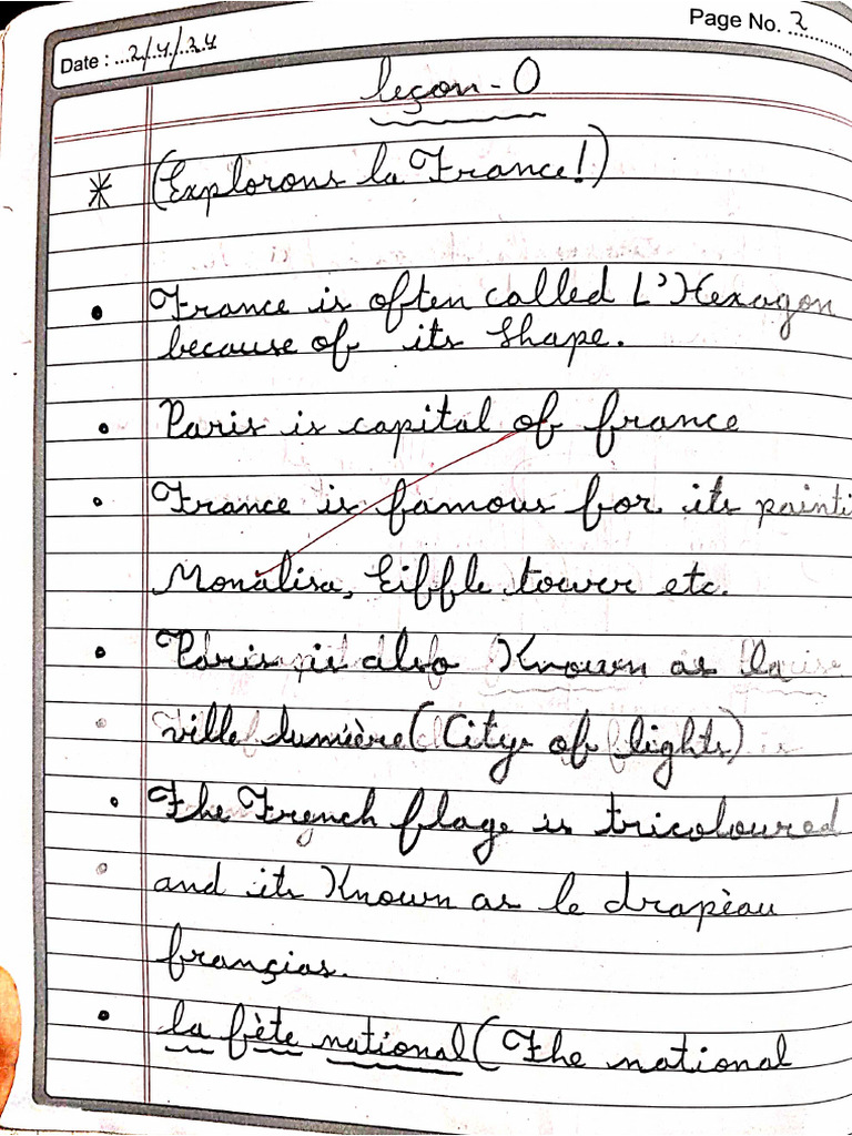 Class 5th French Work | PDF