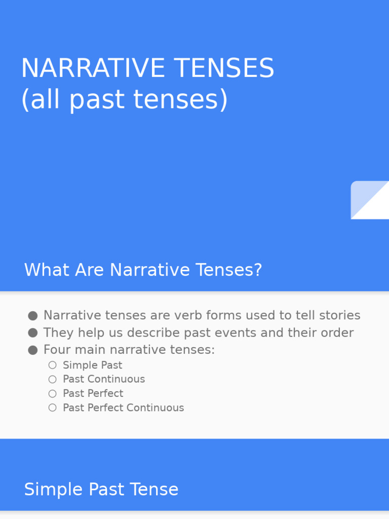 narrative tenses | PDF | Grammatical Tense | Perfect (Grammar)