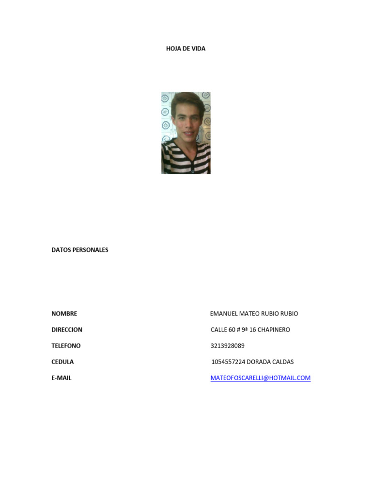 Hoja de Vida Mateo PDF | PDF