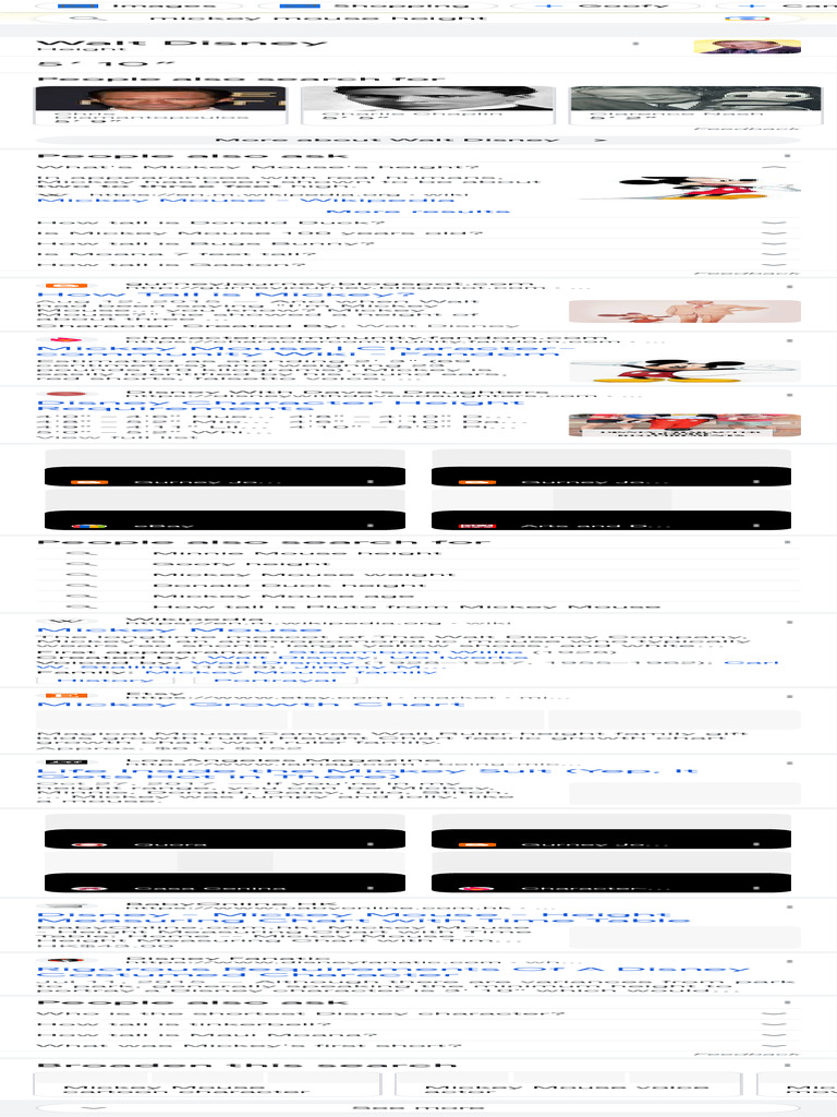 Mickey Mouse Height Details | PDF | The Walt Disney Company | Walt Disney