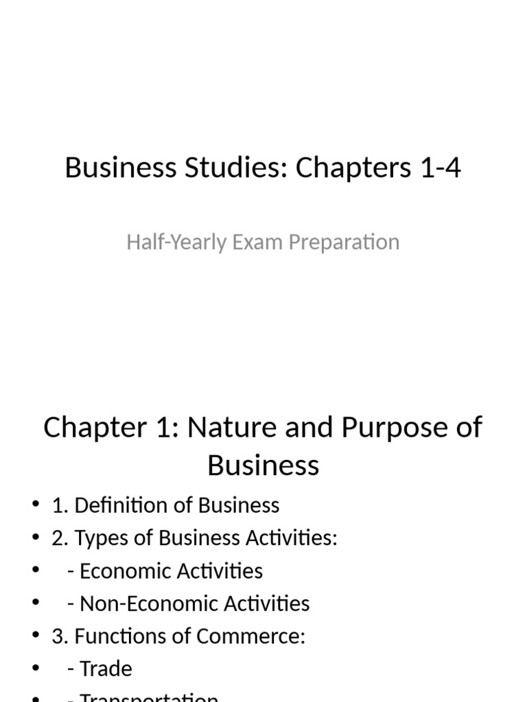 Business Studies Chapters 1 4 | PDF | Finance & Money Management