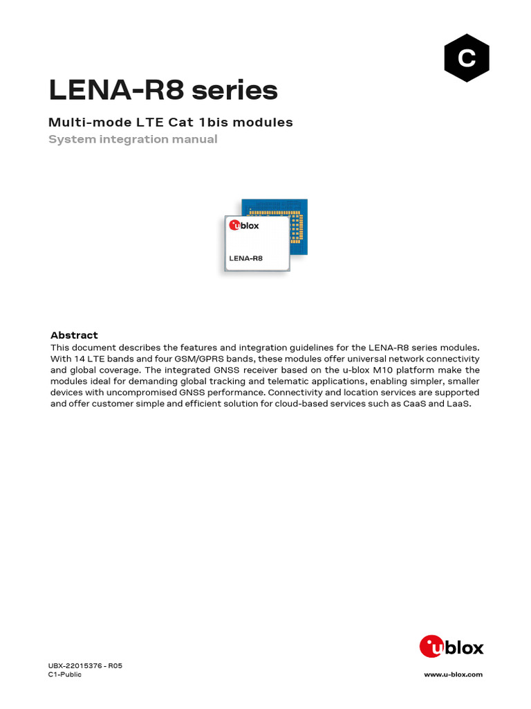 LENA-R8_SysIntegrManual_UBX-22015376 | PDF | Lte (Telecommunication) | General Packet Radio Service