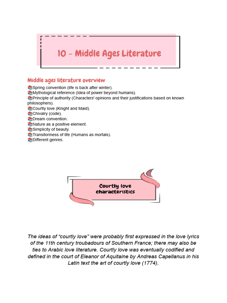 10 - Middle Ages Literature | PDF | Love