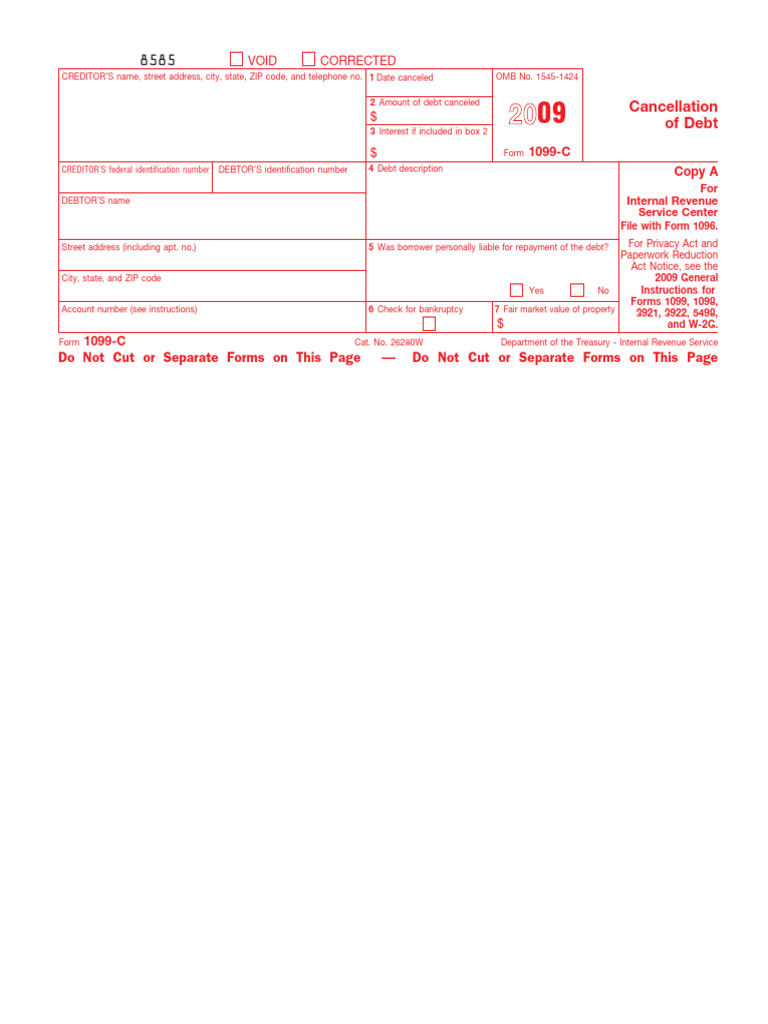 Your Artificial Person Example Patrick Devine, Esq.: 1099-C Copy A | PDF | Debtor | Debt