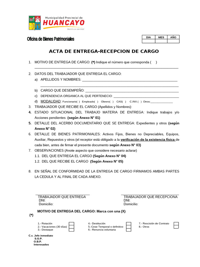 Acta de Entrega-Recepcion de Cargo - 1 | PDF