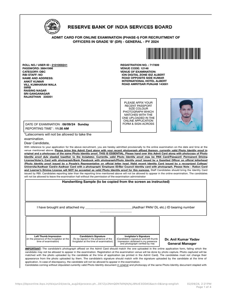 Recruitment of Officers in Grade 'B' (DR) - General - PY 2024 | PDF ... Recruitment of Officers in Grade 'B' (DR) - General - PY 2024 | PDF ...