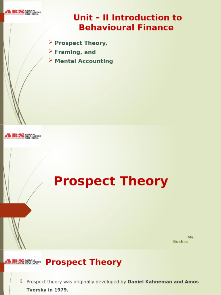 BF-Unit II (Prospect Theory) | PDF | Risk | Psychological Concepts