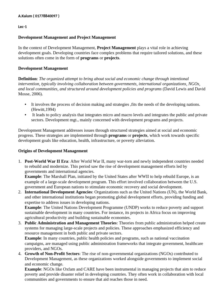Development and Project Management Overview | PDF | Project Management ...