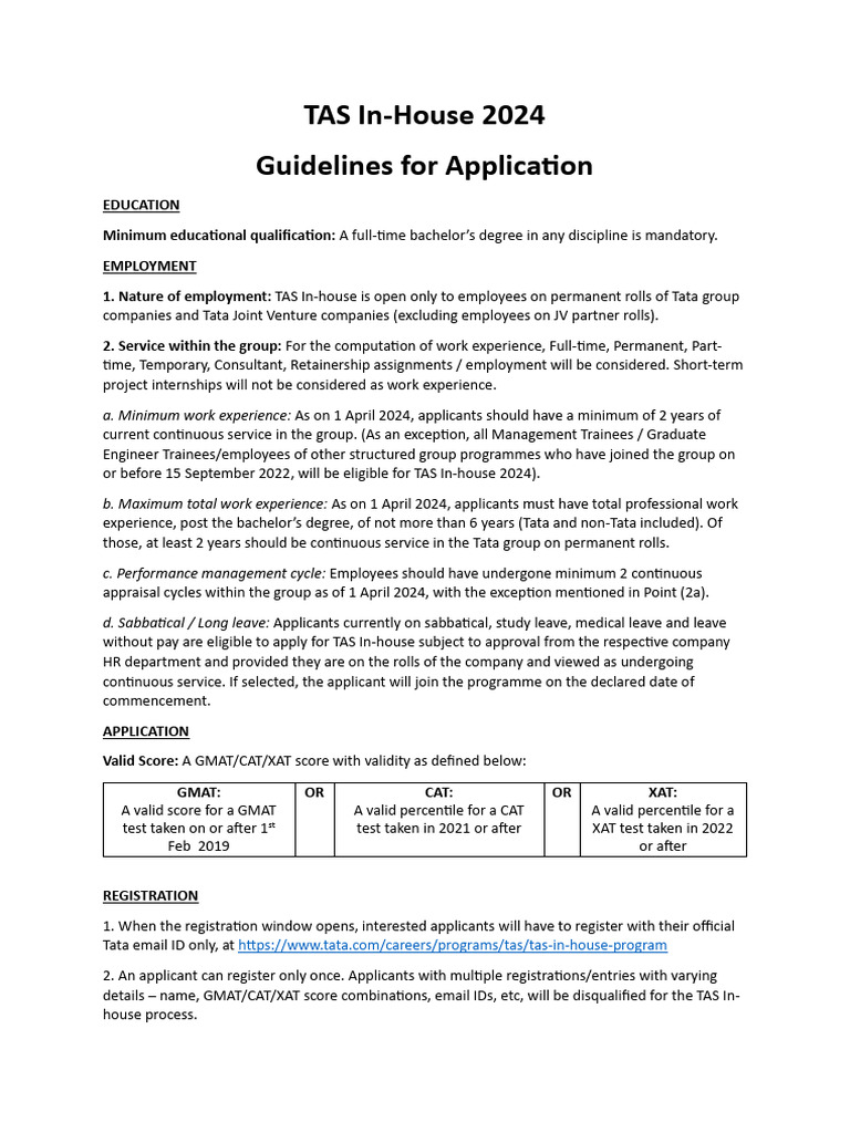 TAS in House 2024 Guidelines For Application v2 | PDF | Graduate ...