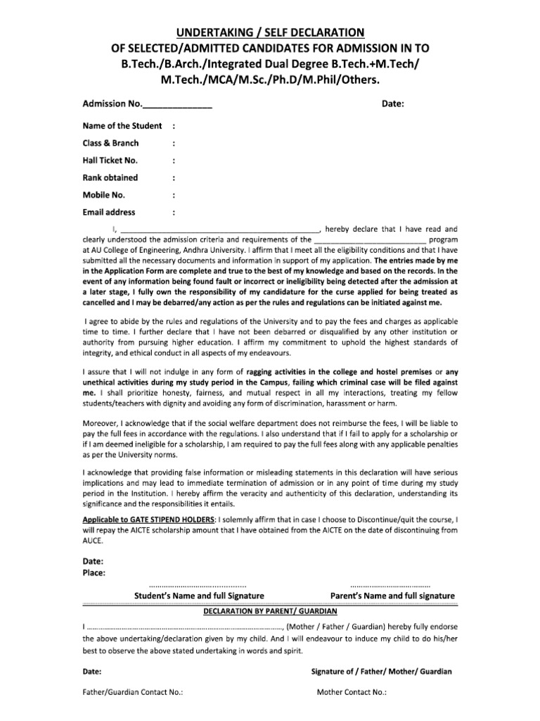 Self Declaration Form | PDF