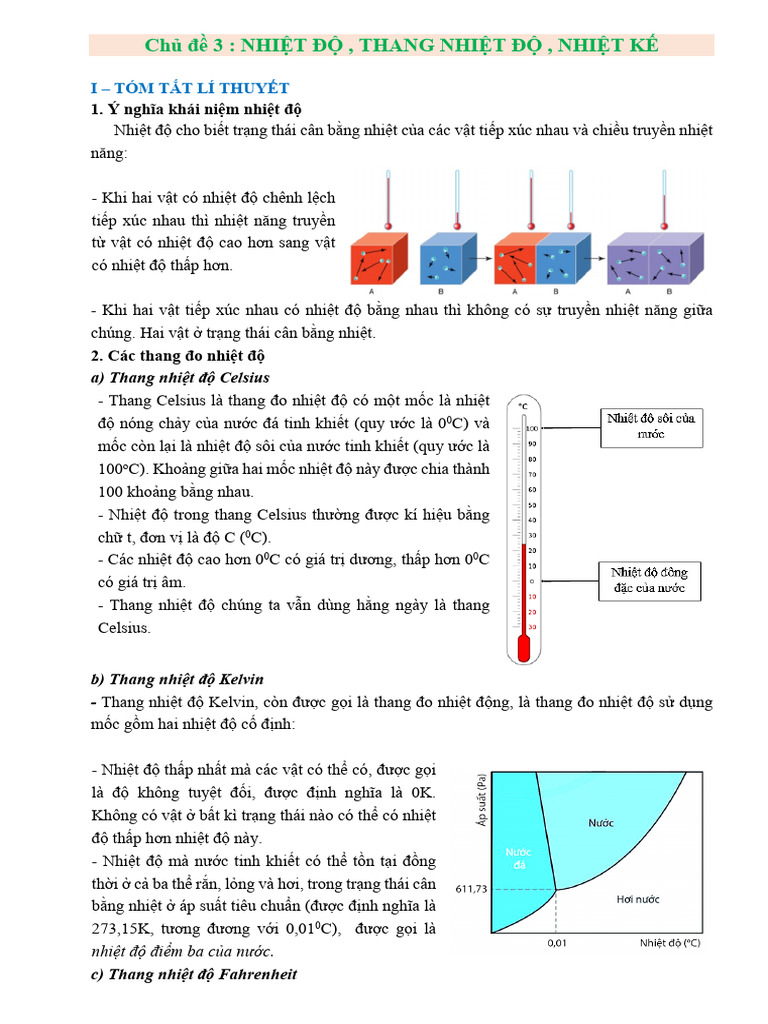 Chủ Đề 3. Nhiệt Độ. Thang Nhiệt Độ - Nhiệt Kế - Hs | PDF
