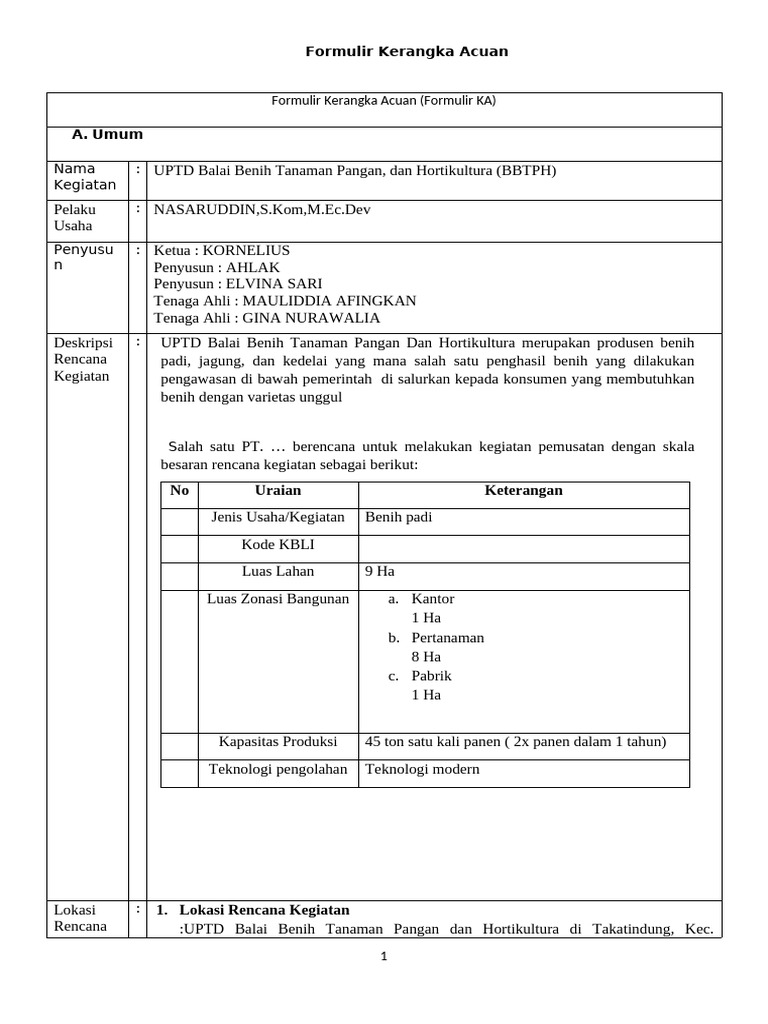 Formulir KA - Amdal Net-1 | PDF