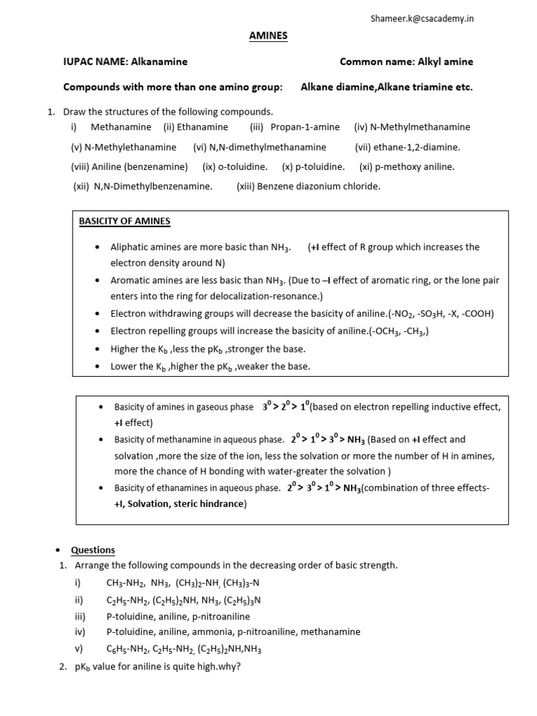 amines | PDF | Amine | Functional Group