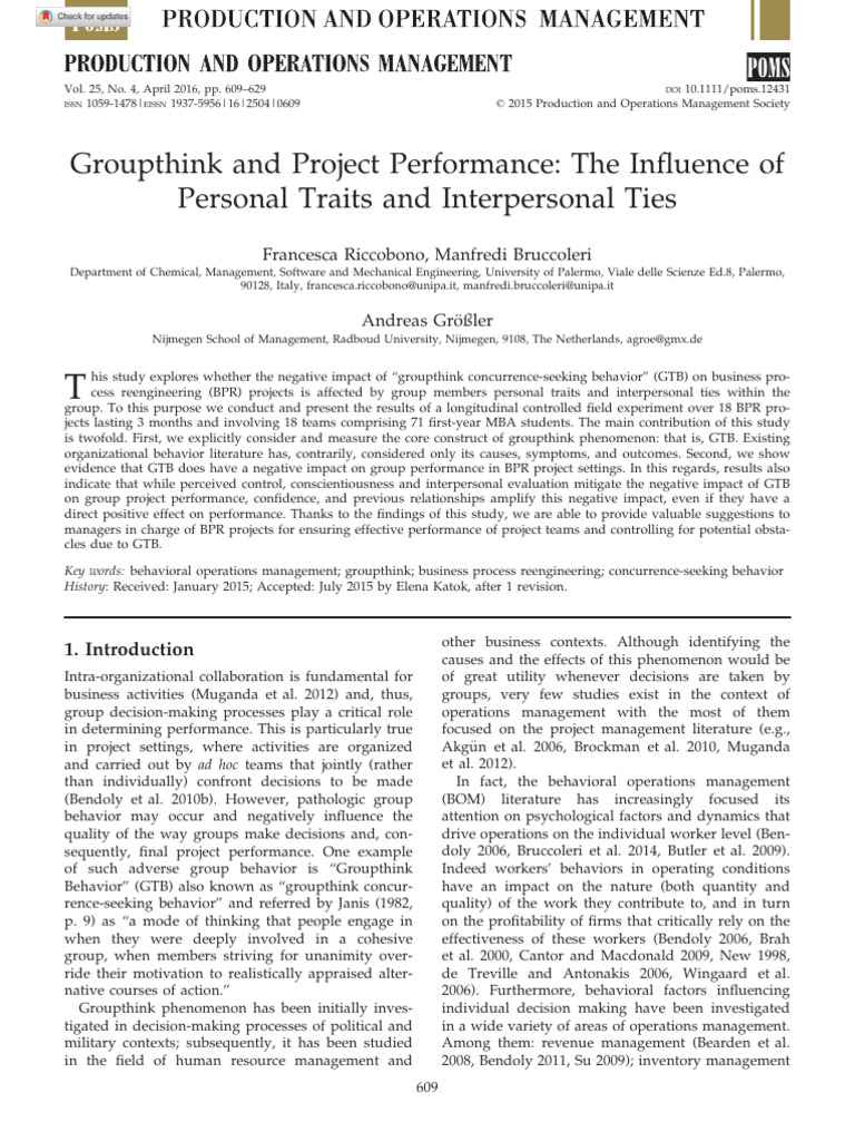 Groupthink and Project Performance | PDF | Behavior | Decision Making