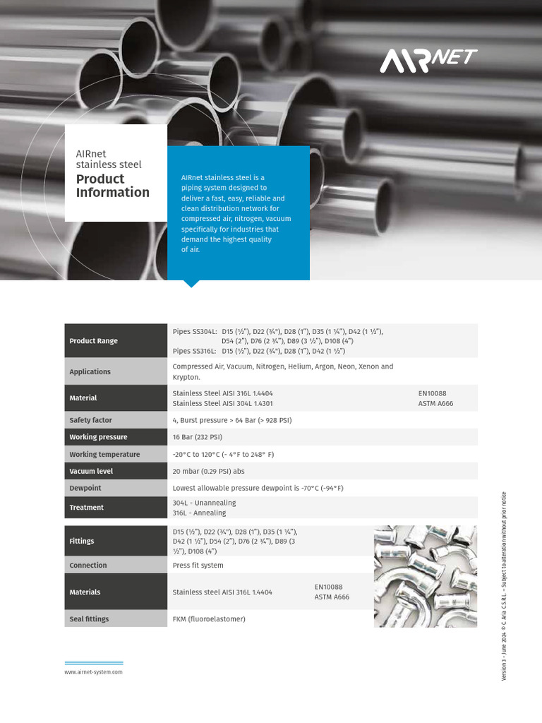 AIRnet Pipe Specifications Overview | PDF