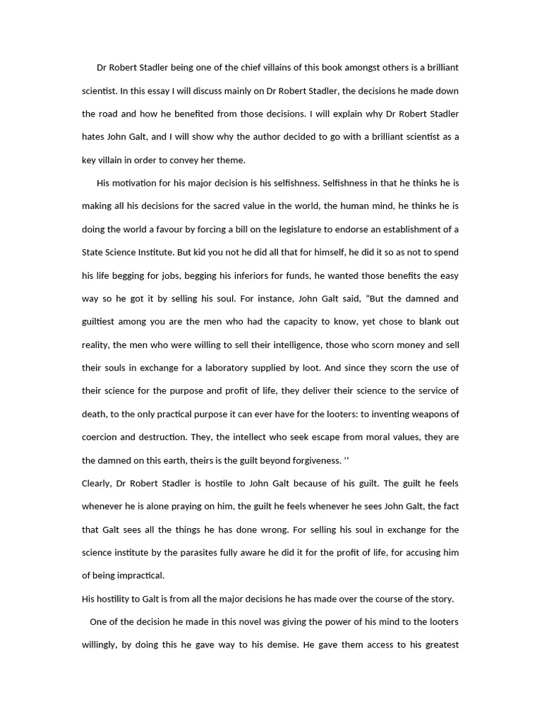 DR Robert Stadler Being One of The Chief Villains - 065413 | PDF